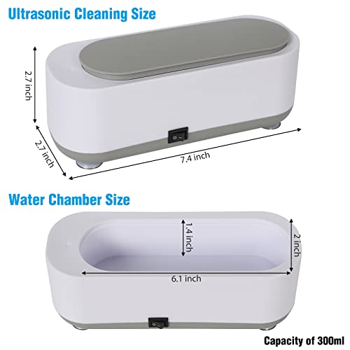 MorTime Ultrasonic Jewelry Cleaner, 300ml 2 AAA Batteries Operated Household Ultrasonic Cleaning Machine for Glasses Jewelry Watches Necklaces Rings