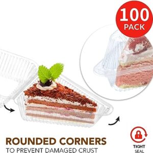 MFDSJ 100 Pieces Cake Slice Plastic Containers with Lids 5 Inches Hinged Lid Cheese cake Container, for Home, Bakery and Cafe