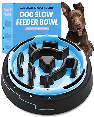 Paw Place Adjustable Dog Bowls Large Breed - Dog Bowl Slow Feeder Slow Eating Dog Bowl Slow Feed Dog Bowl Slow Dog Feeder Bowl