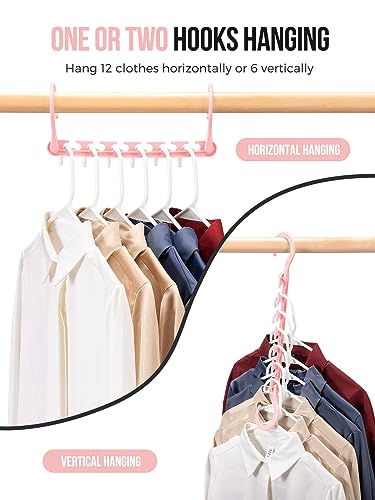 Smartor Closet Organizers and Storage - 12 Pack, Closet Organizer Hanger for Heavy Clothes, Hangers Space Saving for Wardrobe, Dorm, House Essentials for College Students Girls, Space Saver Hangers