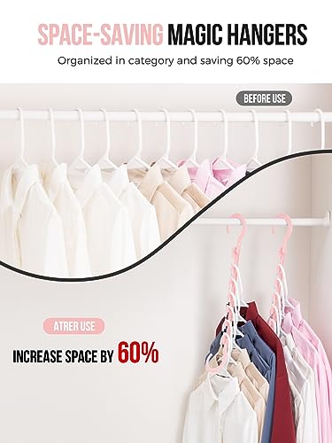 Smartor Closet Organizers and Storage - 12 Pack, Closet Organizer Hanger for Heavy Clothes, Hangers Space Saving for Wardrobe, Dorm, House Essentials for College Students Girls, Space Saver Hangers