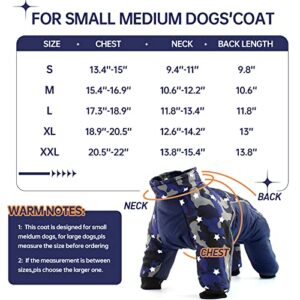 BRKURLEG Puppy Jackets for Small Dogs Boy Girl,Dog 4 Legged Winter Coat Full Body Covered Waterproof Snowproof Cold Weather Gear,Reflective Outdoor Snowsuit for Chihuahua Warm Fleece Apparel