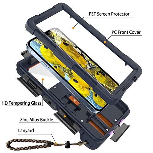 Universal Diving Underwater Case for Photo iPhone 14/13/12 Case Samsung Galaxy S22/S21, 50ft/15m Waterproof Swimming Snorkeling Protective Housing Orange