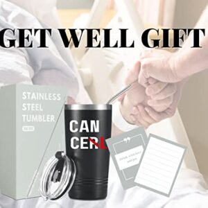 Onebttl Cancer Gifts for Women, Men, 20oz Insulated Mugs With Lid, Surgery Gifts for Friends With Cancer, Chemo Patients - Cancel Cancer