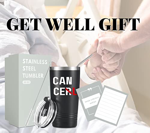 Onebttl Cancer Gifts for Women, Men, 20oz Insulated Mugs With Lid, Surgery Gifts for Friends With Cancer, Chemo Patients - Cancel Cancer