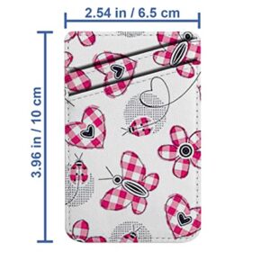 Pack of 2 - Cellphone Stick on Leather Cardholder ( Plaid Hearts Daisies Butterfly Ladybugs Pattern Pattern ) ID Credit Card Pouch Wallet Pocket Sleeve