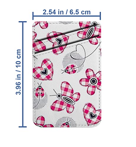 Pack of 2 - Cellphone Stick on Leather Cardholder ( Plaid Hearts Daisies Butterfly Ladybugs Pattern Pattern ) ID Credit Card Pouch Wallet Pocket Sleeve