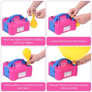 Electric Balloon Pump,Portable Dual Nozzle High Power(110V~120V, 600W),Air Balloon Inflator for Birthday Party Decoration(Gifts: 2 Tying Tools, 10 Balloons)