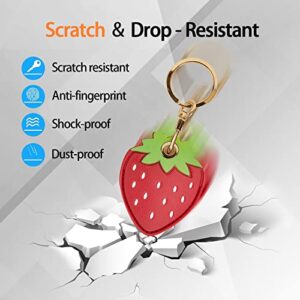 Leather Keychain Case Holder Compatible with Apple AirTag, GPS Airtag Keychain Finder Tracker with Key Ring, Anti-Scratch Protective Air Tag Cover for Keys, Wallet(Strawberry)