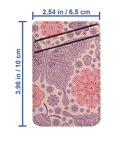 Diascia Pack of 2 - Cellphone Stick on Leather Cardholder ( Flowers Ladybug Butterflies Pattern Pattern ) ID Credit Card Pouch Wallet Pocket Sleeve