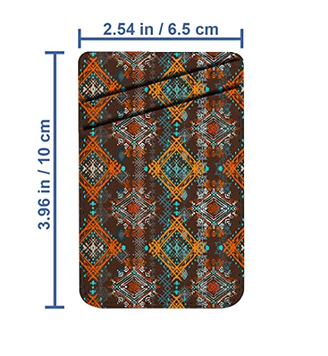 Diascia Pack of 2 - Cellphone Stick on Leather Cardholder ( Ethnic Boho Ethno Pattern Pattern ) ID Credit Card Pouch Wallet Pocket Sleeve