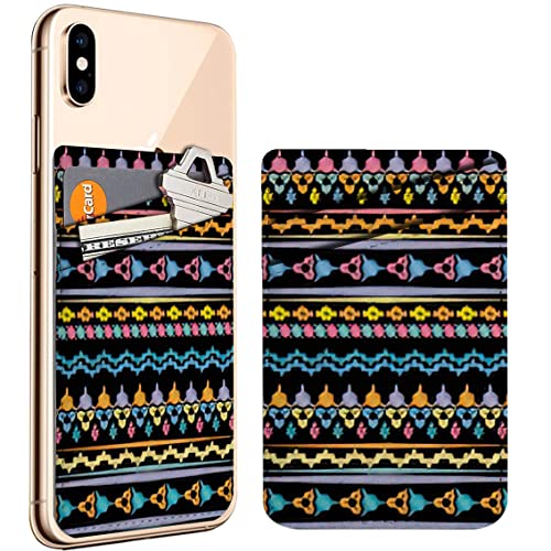 Diascia Pack of 2 - Cellphone Stick on Leather Cardholder ( Ethnic Boho Print Pattern Pattern ) ID Credit Card Pouch Wallet Pocket Sleeve