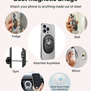 [2023 Newest] andobil Easyfly Magnetic Phone Grip [Strongest Magnet Power] Gym Cell Phone Finger Ring Holder Compatible with MagSafe iPhone 14 Pro Max 14 13 12, Rotate Kickstand, Carbon Fiber Design