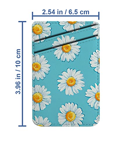 Pack of 2 - Cellphone Stick on Leather Cardholder ( Beautiful Summer Daisies Flowers Pattern Pattern ) ID Credit Card Pouch Wallet Pocket Sleeve