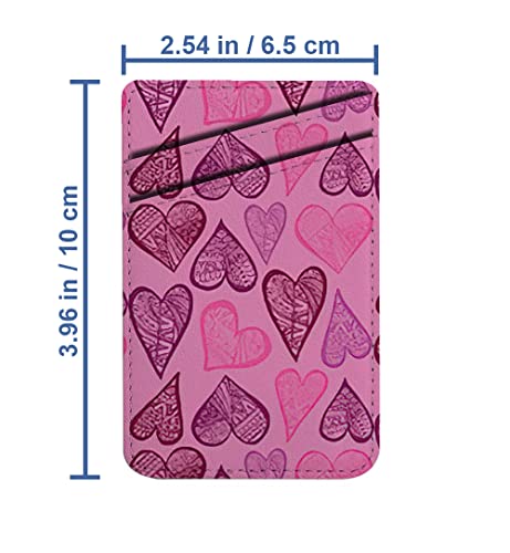 Diascia Pack of 2 - Cellphone Stick on Leather Cardholder ( Rustic Decorative Lace Heart Pattern Pattern ) ID Credit Card Pouch Wallet Pocket Sleeve