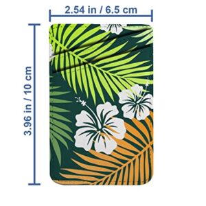 Diascia Pack of 2 - Cellphone Stick on Leather Cardholder ( Exotic White Plumeria Flowers Colorful Pattern Pattern ) ID Credit Card Pouch Wallet Pocket Sleeve