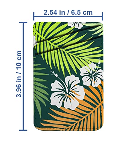 Diascia Pack of 2 - Cellphone Stick on Leather Cardholder ( Exotic White Plumeria Flowers Colorful Pattern Pattern ) ID Credit Card Pouch Wallet Pocket Sleeve