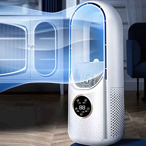 Portable Bladeless Air Cooler with 6 Gears Modes, Mini Tower Fan Cooling Fan Instant Cool & Humidify, Timer Air-cooling Fan with Atmosphere Lamp for Living Room Office