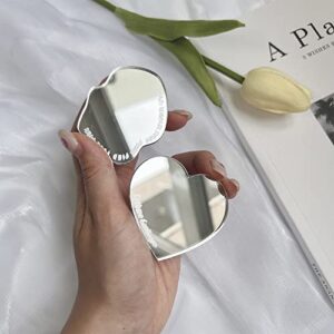 ONLYOU GRIPTOK Phone Grip Korean Grip Tok Mirror Logo Heart Motif Silver Simple Cute Phone Stand Drop Prevention Custom Pair Women's (2)