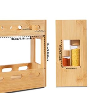 Vinknde Pull Out Spice Rack Organizer for Cabinet,Bamboo Spice Rack Soice Rack 2 Tiers,Slide Out Vertical Seasoning Spice Organizer for Cabinet,Pantry,Kitchen