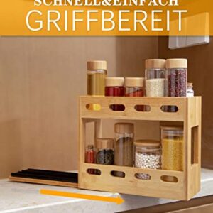 Vinknde Pull Out Spice Rack Organizer for Cabinet,Bamboo Spice Rack Soice Rack 2 Tiers,Slide Out Vertical Seasoning Spice Organizer for Cabinet,Pantry,Kitchen