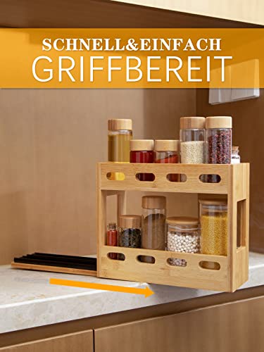 Vinknde Pull Out Spice Rack Organizer for Cabinet,Bamboo Spice Rack Soice Rack 2 Tiers,Slide Out Vertical Seasoning Spice Organizer for Cabinet,Pantry,Kitchen