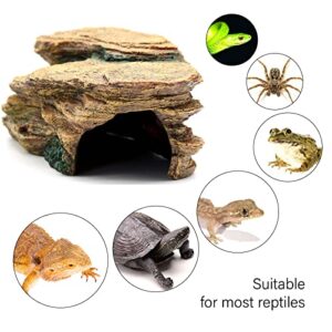 Turtle Basking Platform Shale Scape Step Ledge, Reptile Cave Hideout Turtle Tank Accessories Decorations, Great for Reptiles, Amphibians, Leopard Gecko, Bearded Dragons, Lizard, Frogs