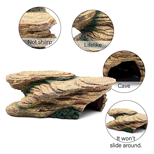 Turtle Basking Platform Shale Scape Step Ledge, Reptile Cave Hideout Turtle Tank Accessories Decorations, Great for Reptiles, Amphibians, Leopard Gecko, Bearded Dragons, Lizard, Frogs