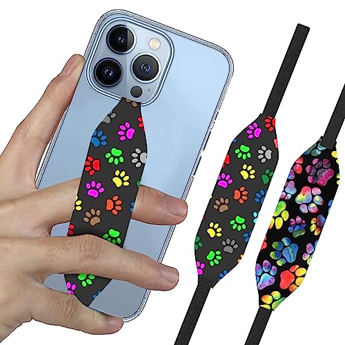 Switchbands Universal Phone Grip Strap |Pack of 2| Reversible Phone Hand Strap for Phone Cases as Phone Loop Holder| Secure handling by Comfortable Phone Strap - Color & Psychedelic Dog Paw Prints