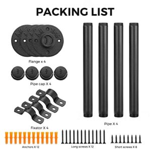 4 Pack Pipe Shelf Bracket 12 Inch Heavy Duty Floating Shelf Bracket, 1/2" Industrial Pipe Shelving Wall Mounted Brackets for Shelves Black Cast Iron Pipe Shelves Brackets