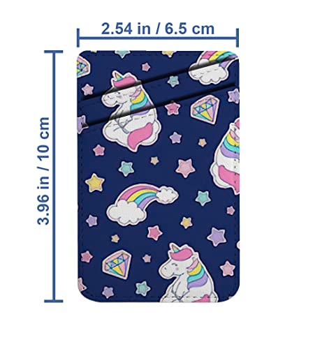 Pack of 2 - Cellphone Stick on Leather Cardholder ( Cute Pastel Unicorn Rainbow Diamond Pattern Pattern ) ID Credit Card Pouch Wallet Pocket Sleeve