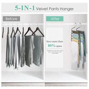 Velvet Pants Hanger Space Saving Non-Slip Jeans Hanger 4 Pack Black Multi-Layer Trouser Hanger, Tank Top Hanger Space Saving Bra Hanger for Closet Organizer Wooden Tie Storage Rack for Camisole (2Pcs)