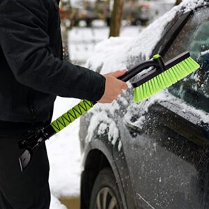 Yougfin 33" Ice Scraper for Car Windshield, Snow Brush, 2 in 1 Snow Removal for Cars with Foam Grip and 360° Pivoting Brush Head for Auto Truck SUV