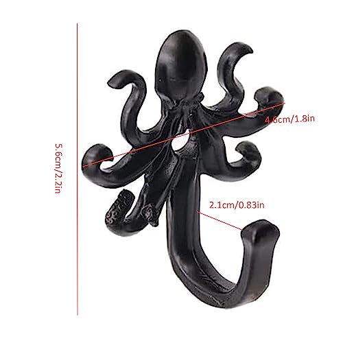 XUEBEI 5 Pack Wall Mounted Key Holder,Nautical Decor Wall Art Octopus Hooks,Heavy Duty Towel Hooks Decorative for Patio Backyard Yard Fence Pool Bathroom Living Room (B-Octopus Hook)