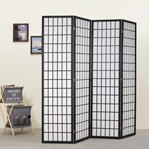 FDW Room Divider 4 Panel Oriental Shoji Screen 6Ft Folding Privacy Divider Wall Divider Portable Freestanding Partition Screen Japanese-Inspired Wood Divider ,White