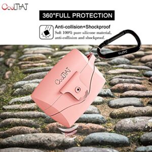 COOLTHAT 5 in One New Airpods Pro Case Cover with Magnetic Button Secured Lock(Designed in Jun. 2022), 360° Shockproof Protective Case for Airpod Pro 2019, Supports Wireless Charging（Pink）