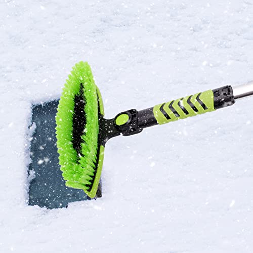 Yougfin 42" Ice Scraper for Car Windshield, Snow Brush with Squeegee, 3 in 1 Snow Removal for Cars with Foam Grip and 180° Pivoting Brush Head for Auto Truck SUV