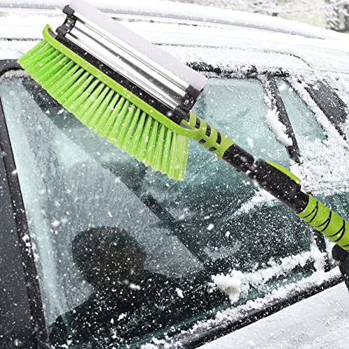 Yougfin 42" Ice Scraper for Car Windshield, Snow Brush with Squeegee, 3 in 1 Snow Removal for Cars with Foam Grip and 180° Pivoting Brush Head for Auto Truck SUV