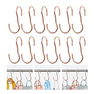 Zreneyfex 12 pcs Rose Gold Purse Organizer for Closet with Unique Twisted Hook Design