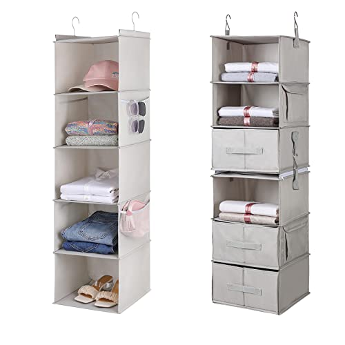 Vailando Hanging Closet Organizer, Hanging Shelves with Side Pockets for Closet Organizers and Storage, Wardrobe, Nursery, Baby Clothes Organization