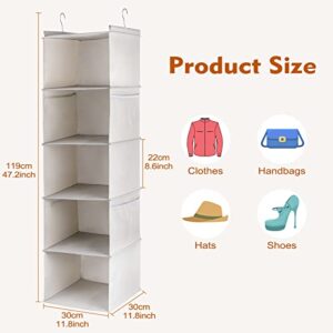 Vailando Hanging Closet Organizer, Hanging Shelves with Side Pockets for Closet Organizers and Storage, Wardrobe, Nursery, Baby Clothes Organization