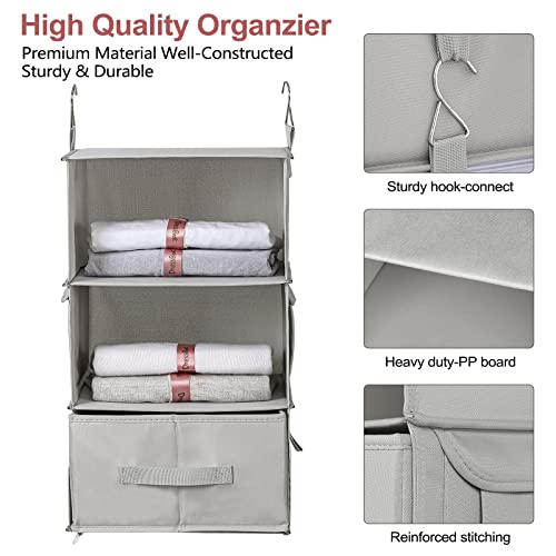 Vailando Hanging Closet Organizer, Hanging Shelves with Side Pockets for Closet Organizers and Storage, Wardrobe, Nursery, Baby Clothes Organization