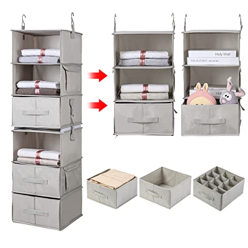 Vailando Hanging Closet Organizer, Hanging Shelves with Side Pockets for Closet Organizers and Storage, Wardrobe, Nursery, Baby Clothes Organization