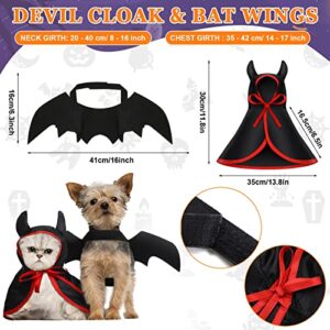 4 Pcs Halloween Pet Costume Cat Dog Wizard Costume Vampire Devil Cloak with Hat Bat Wings Wizard Hat Devil Cloak Cat Small Dogs Outfits for Halloween Party Pet Cosplay