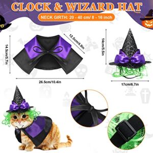 4 Pcs Halloween Pet Costume Cat Dog Wizard Costume Vampire Devil Cloak with Hat Bat Wings Wizard Hat Devil Cloak Cat Small Dogs Outfits for Halloween Party Pet Cosplay