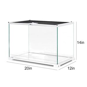 OIIBO 15 Gallon Glass Reptile Terrarium Tank, 20" X 12" X 14" Medium Reptile Terrarium with Sliding Screen Top for Gecko, Hermit Crab, Snake Reptiles and Small Animals