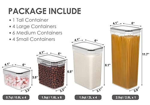 Vtopmart 15pcs Airtight Food Storage Containers Set and 4PCS 3.2L Spaghetti Container