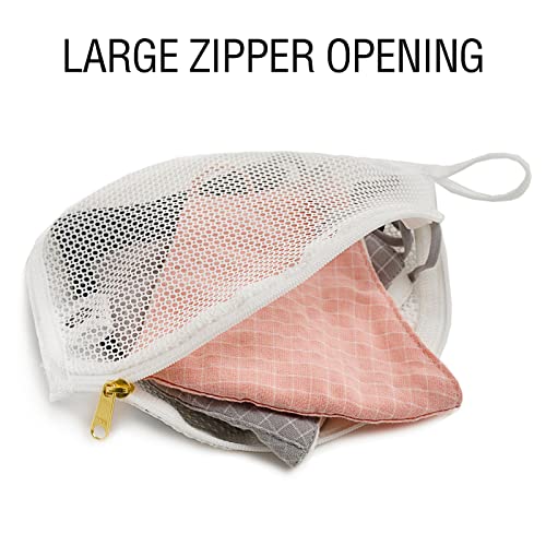 KOOZTI 3 Packs Delicate Laundry Bags for Reusable Socks、Face Masks and Makeup Remover Pads,Fine Mesh Wash Bags,Use YKK Zipper, with Hanger Loop, Portable Laundry Bag (3 Small)