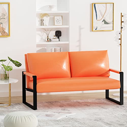 LTTROMAT PU Leather Loveseat Sofa Couch, Mid-Century Modern 2 Seater Sofa, 45Inch Couch, Comfy Upholstered Small Love Seat Couch for Living Room, Office, Apartment