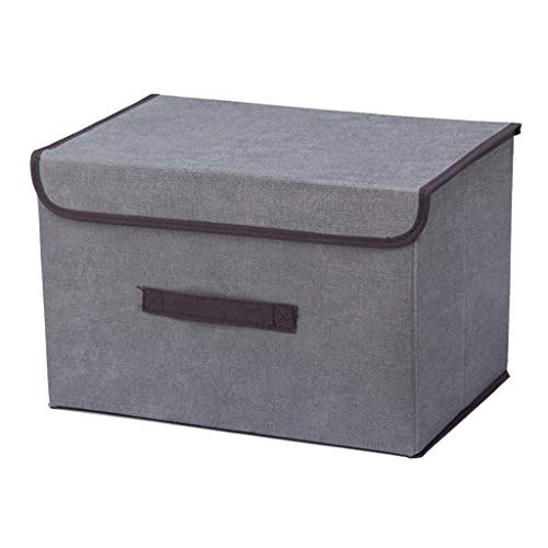 Foldable Storage Box with Lid Snacks Organizer Container Closet, L Gray, As Described